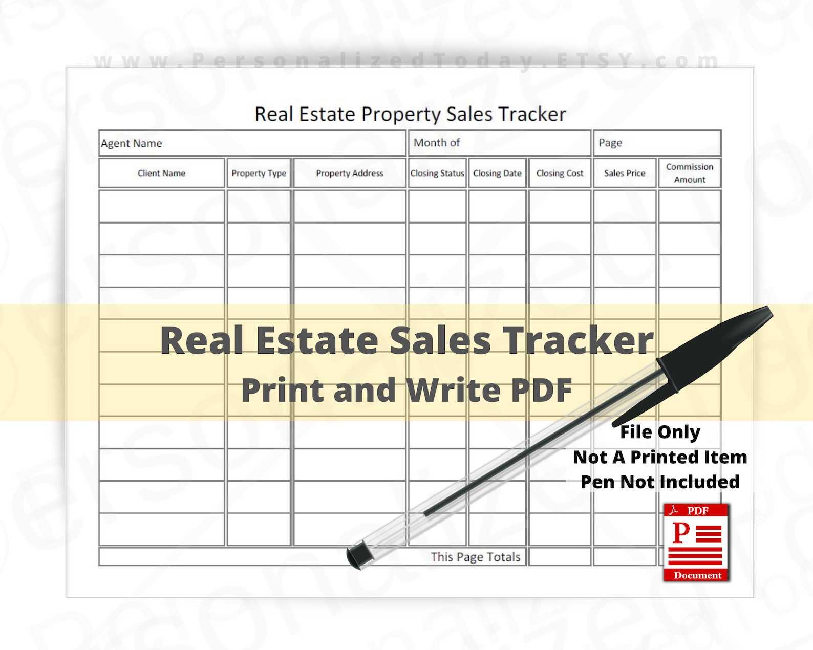Printable Real Estate Sales Tracker Listing and Closing Log - Etsy