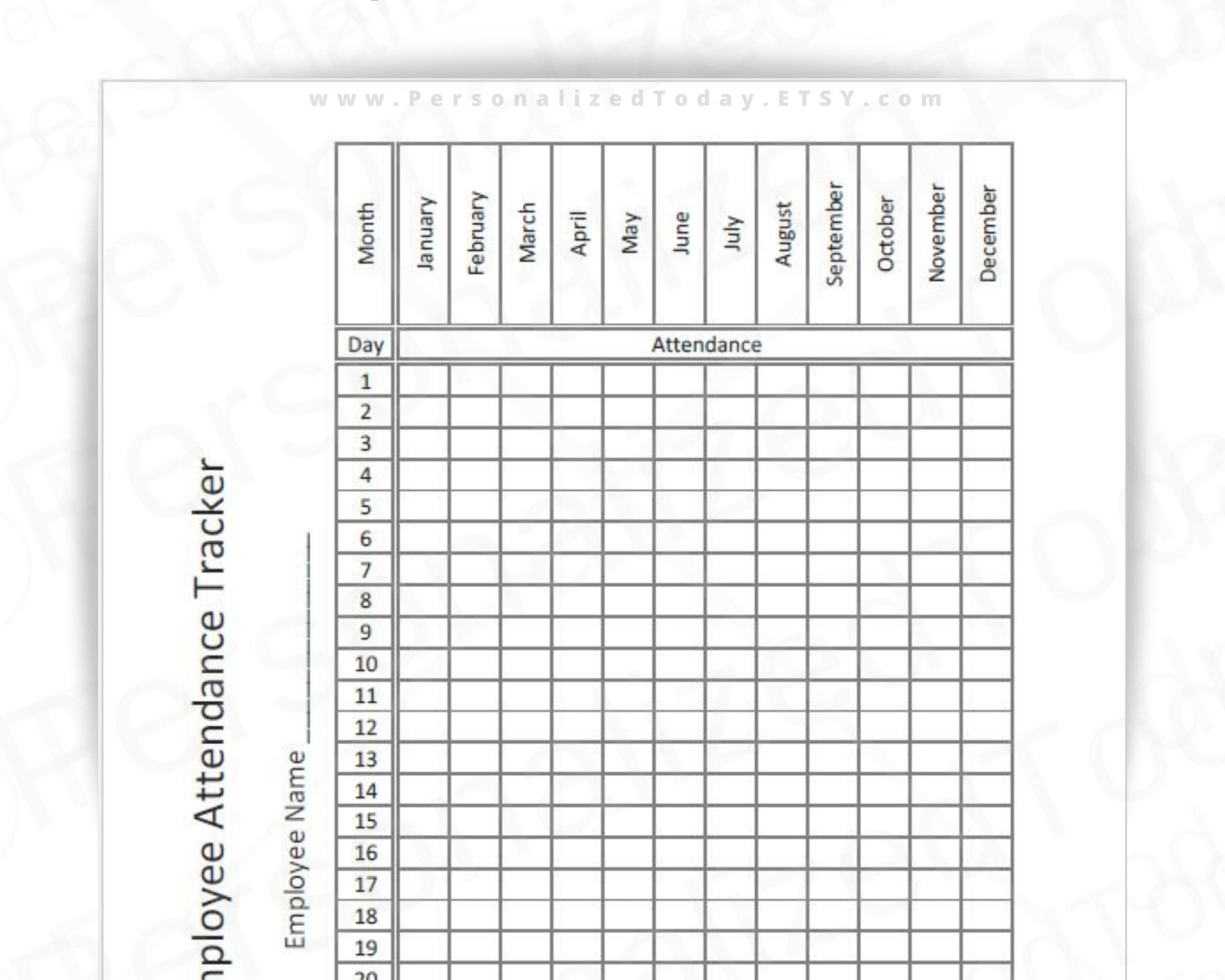 Employee Attendance Tracker Fillable and Print and Write PDF | Etsy