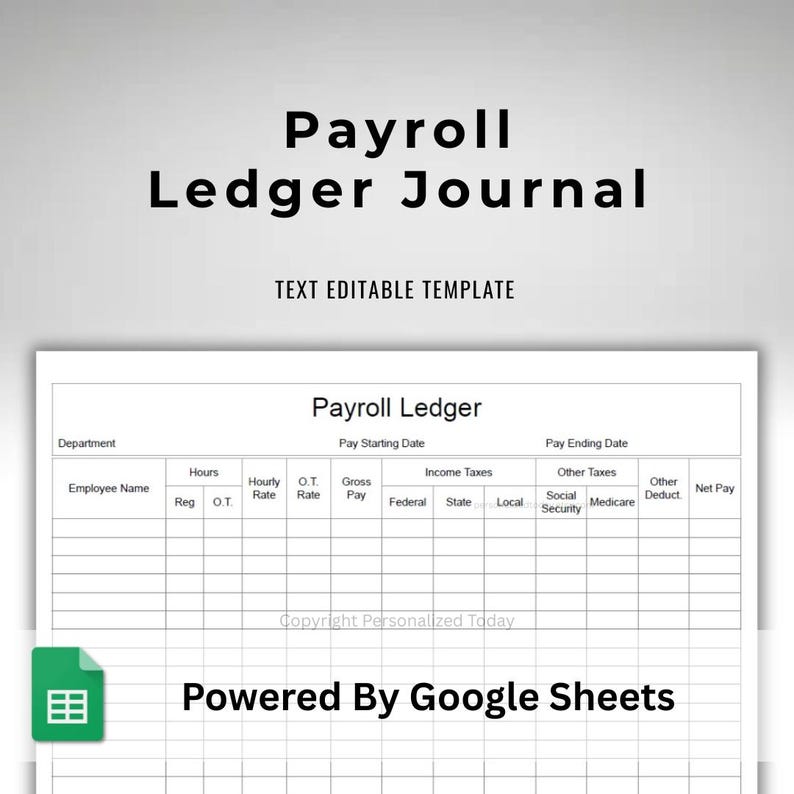 Google Sheets Payroll Ledger With Deductions Text Fillable / Text ...