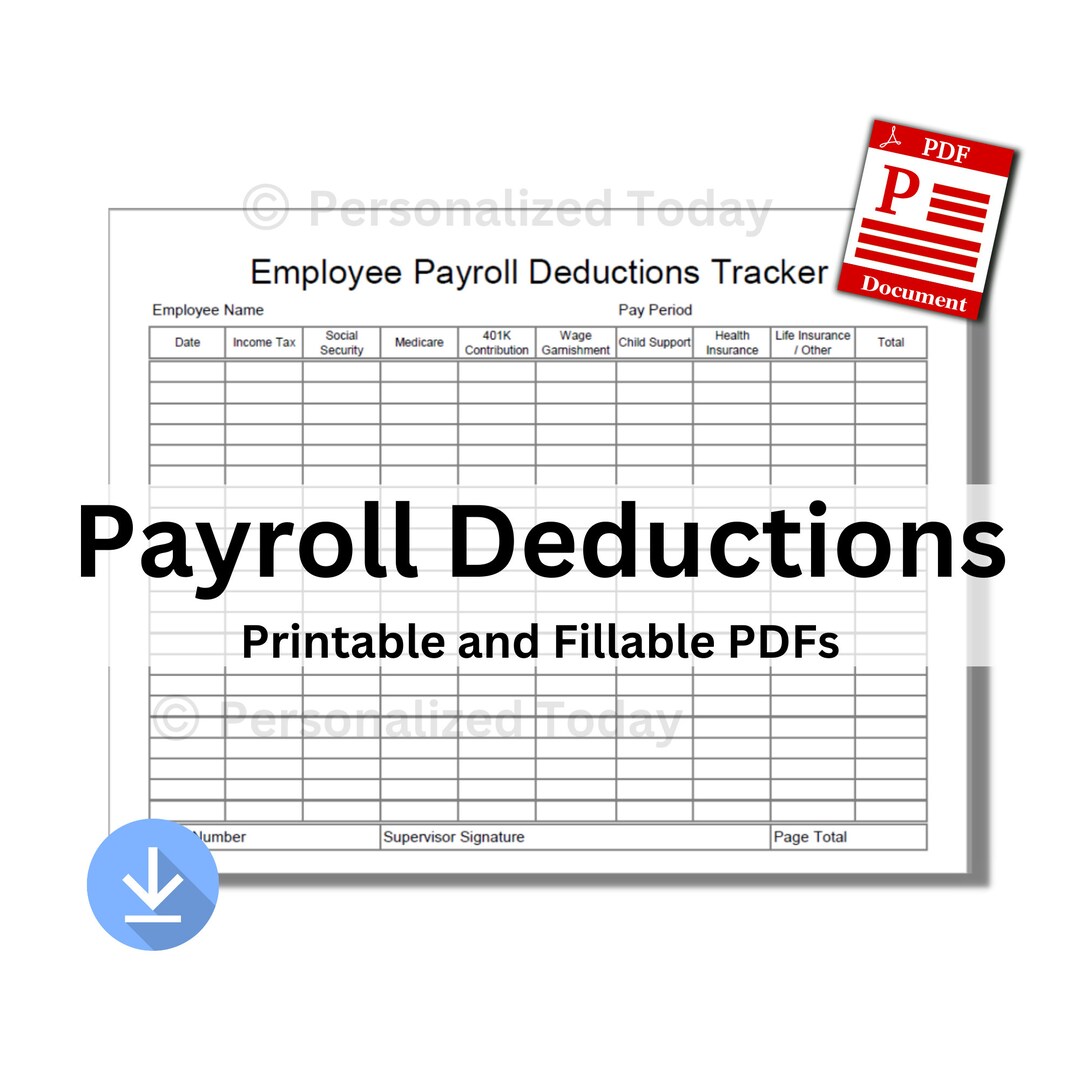 PDF Employee Payroll Deductions Tracker Printable & Text - Etsy