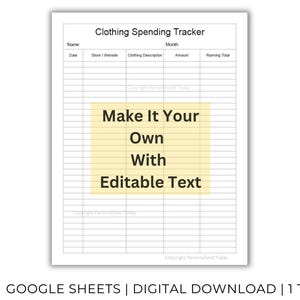 Customizable Clothing Budget Tracker Google Sheets Editable Apparel ...