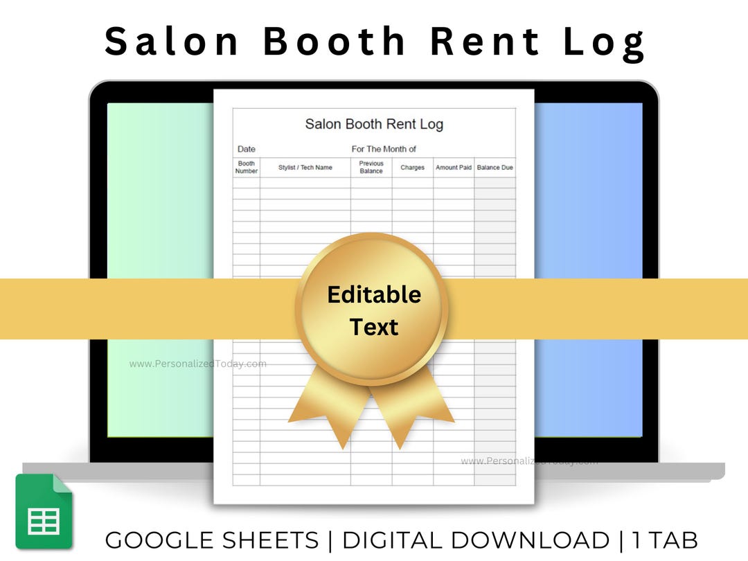 Google Sheets Beauty Salon Booth Rent Log - Hair Stylist Bookkeeping ...