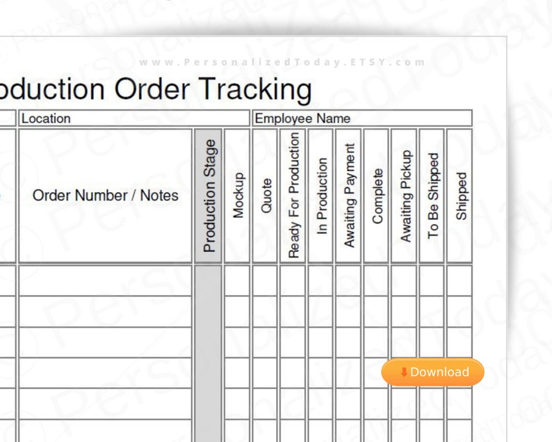 Production Order Tracker Fillable Editable and Print and Write | Etsy