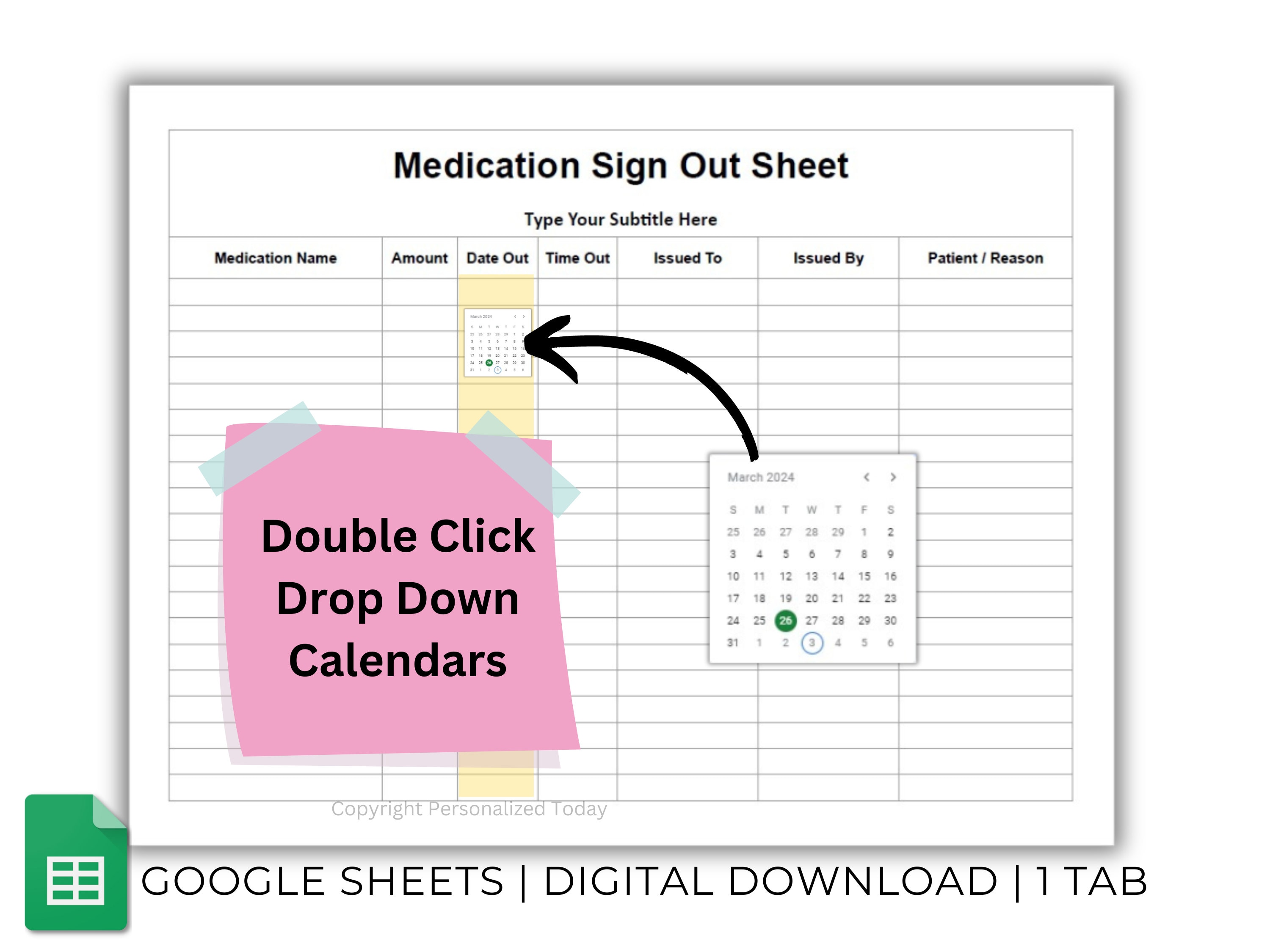 Medication Sign Out Sheet Medicine Inventory Checkout Form Tracking ...