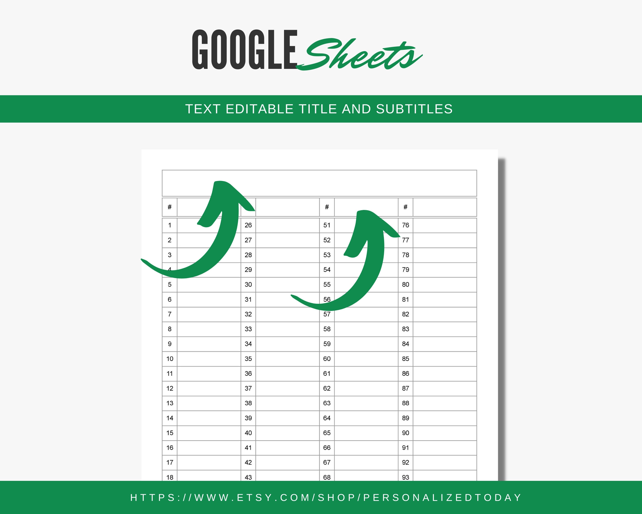 Blank Spreadsheet Columns Chart With Numbers Google Sheets 1 - 1000 ...