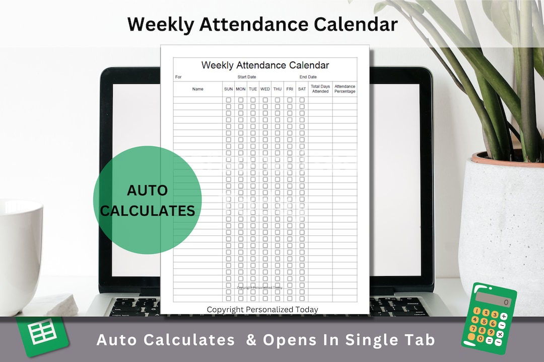 Weekly Attendance Roll Call Sheet Template Attendance Report Tracker ...