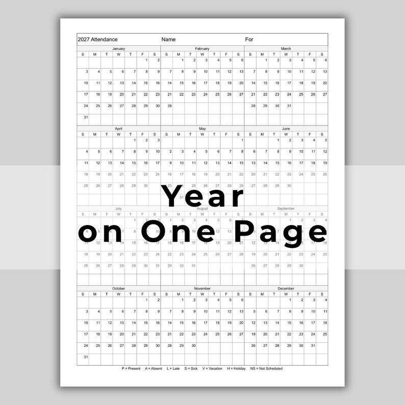 Google Sheets 2026 and 2027 Employee Attendance Calendars - 2 Staff ...