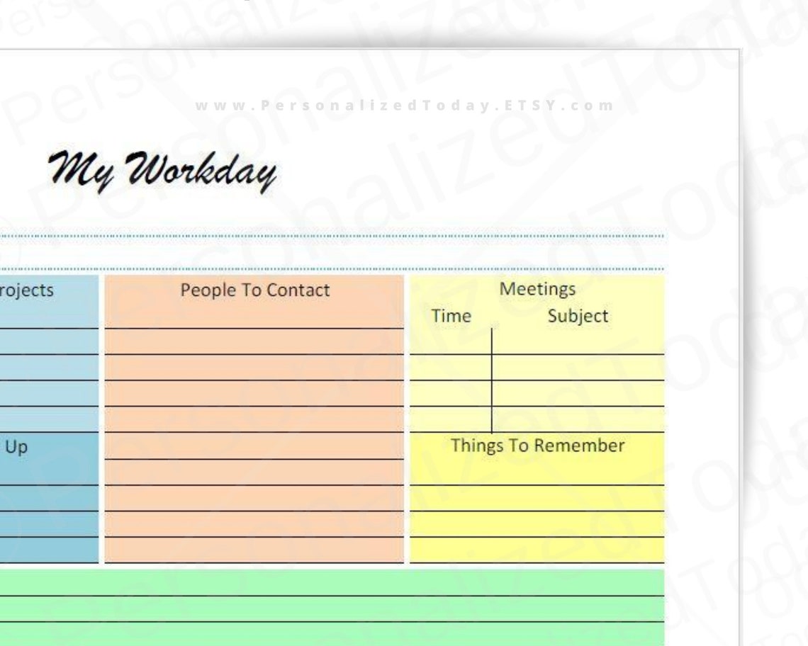 Work Day Planner Print and Write PDF Organizer Daily To Do | Etsy