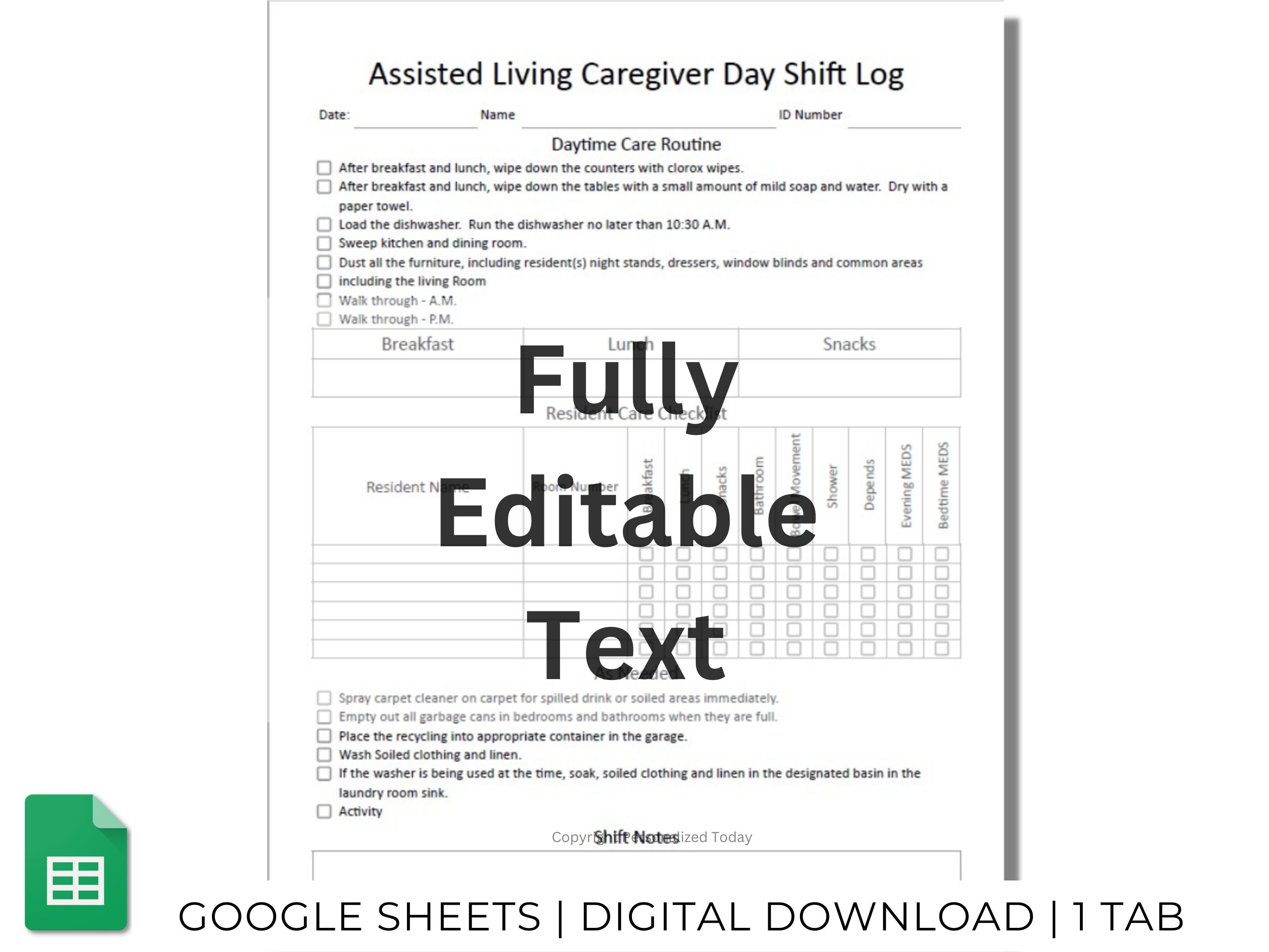 Prioritize ADL Daytime Shift Senior Resident Care Responsibilities With ...