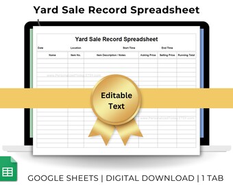 Garage Sale Sheet Money Tracker Side Hustle Template Printable US ...