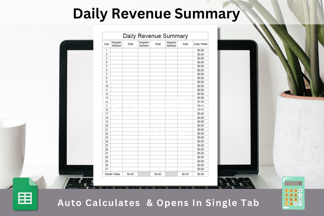 Daily Deposits Log for Multiple Registers Google Sheets Text Editable ...