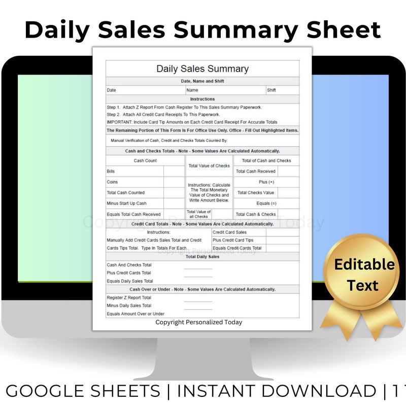 Register Count Sheet - Etsy