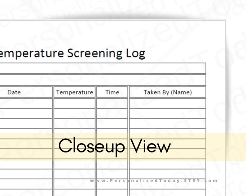 Monthly Child Temperature Screening Log Printable Editable PDF | Etsy