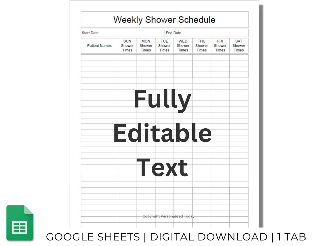 Simplify Your Assisted Living Weekly Resident Showers Schedule - Text ...
