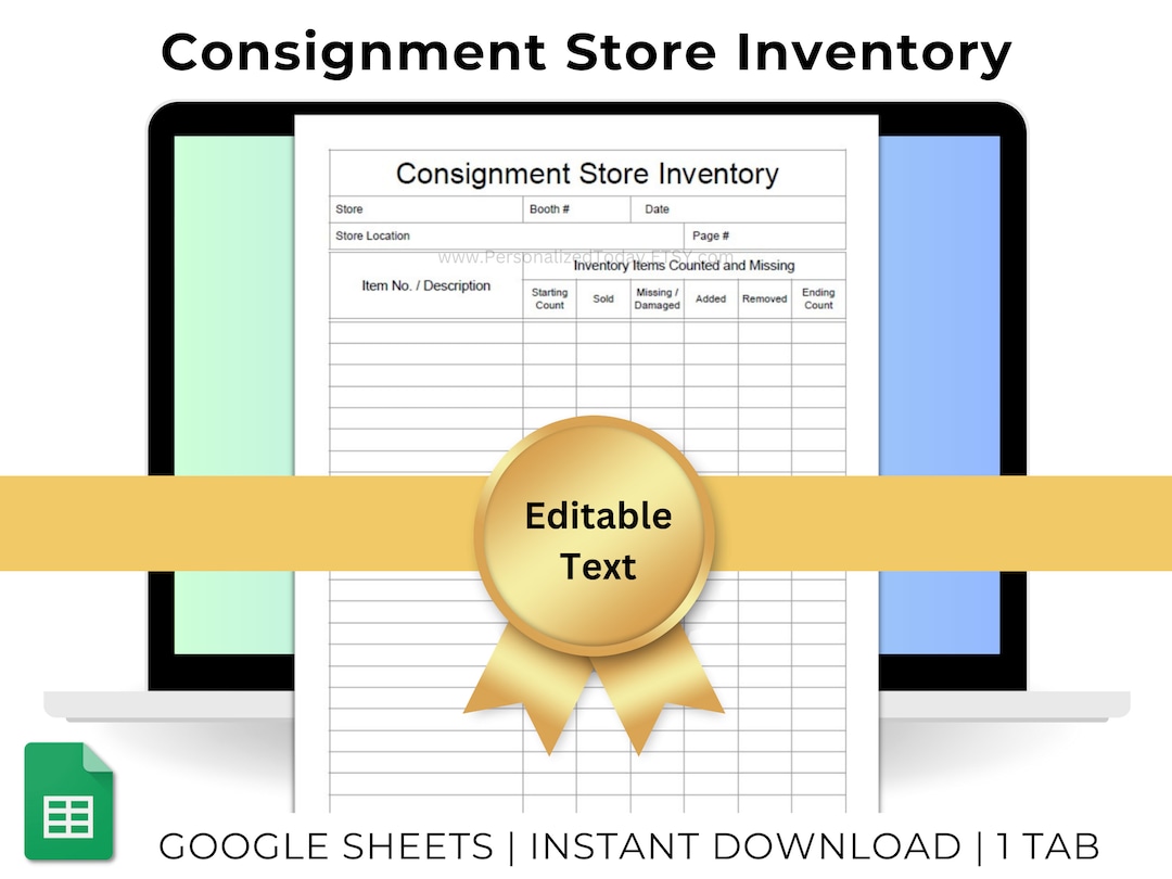 Consignment Store Inventory Tracker Spreadsheet Template for Small ...
