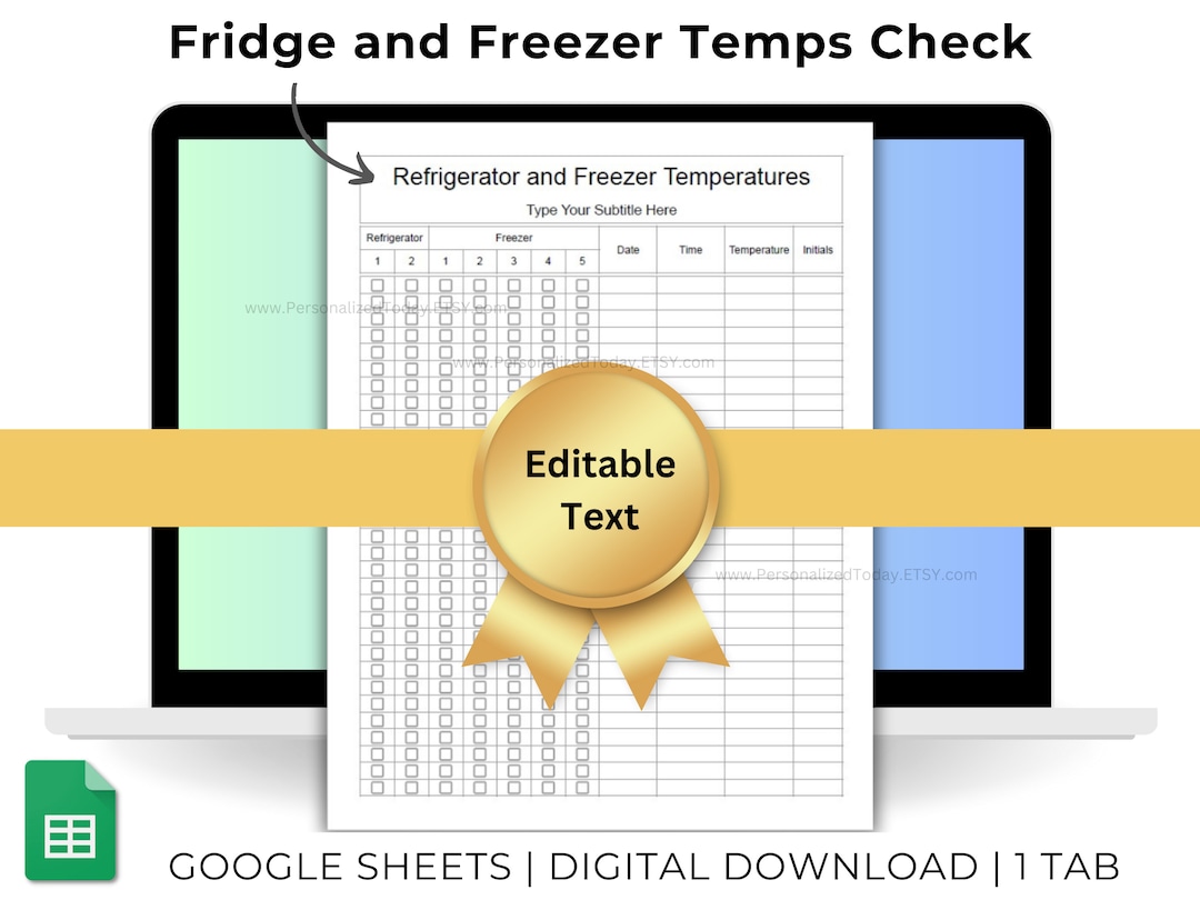 Restaurant Kitchen Temperatures Log Food Temp Tracker Text Editable ...