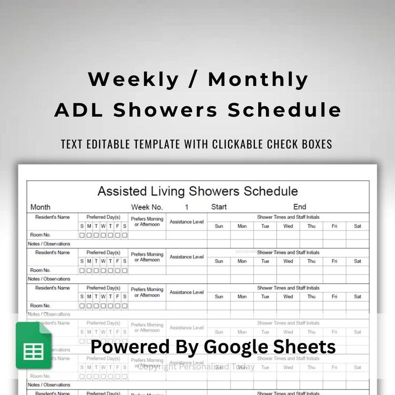 Resident Shower Log - Etsy