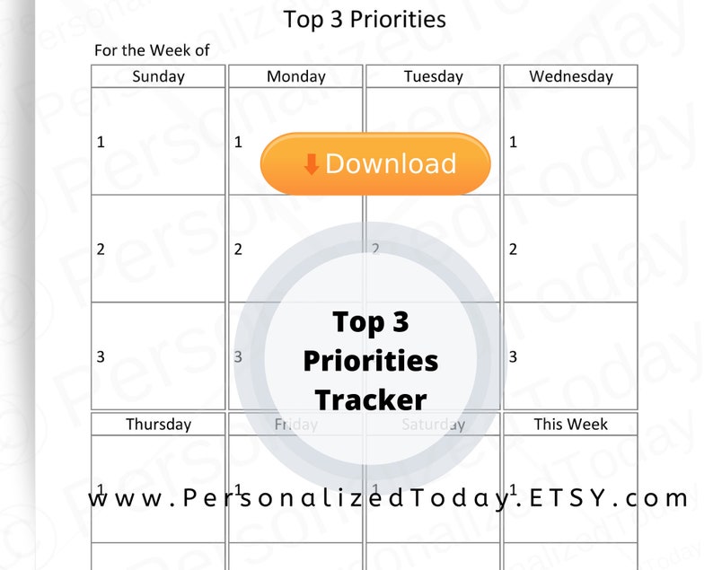 Printable Top 3 Priorities List Daily and Weekly PDF Digital | Etsy