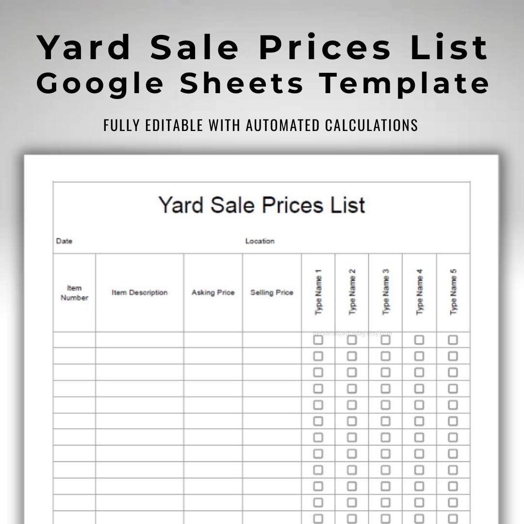 Yard Sale Prices Guide - Asking and Selling - Multiple People ...