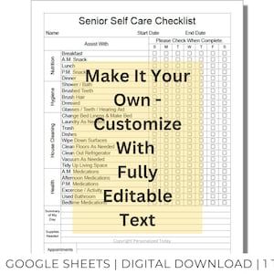 Independent Living Worksheet Google Sheets Template - Empower Your ...