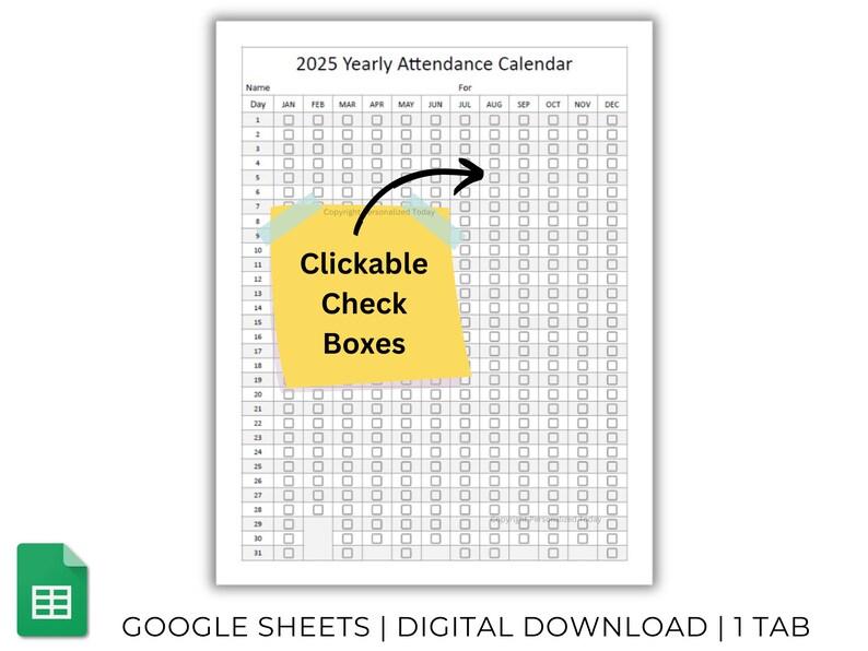 2025 Yearly Employee Attendance Tracker Spreadsheet Staff Scheduling ...
