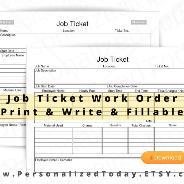 Job Ticket Form - Etsy