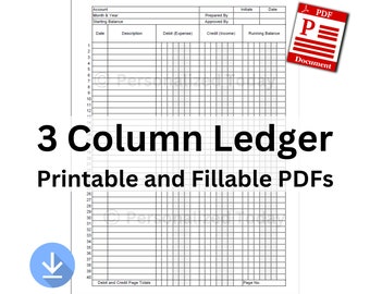 3 Column Ledger Book - Etsy