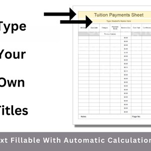 Google Sheets Tuition Payments Tracker - Student Tuition Amounts Due ...