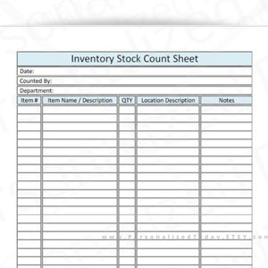 Inventory Stock Count Sheet Print and Write and Text Input Fillable US ...