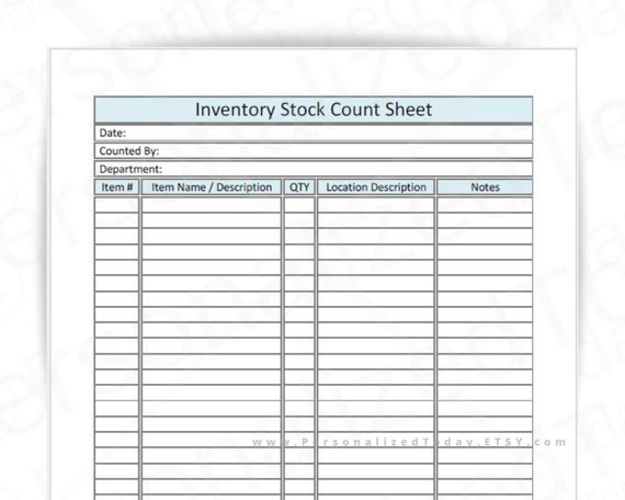 Inventory Stock Count Sheet Print and Write and Text Input - Etsy Ireland