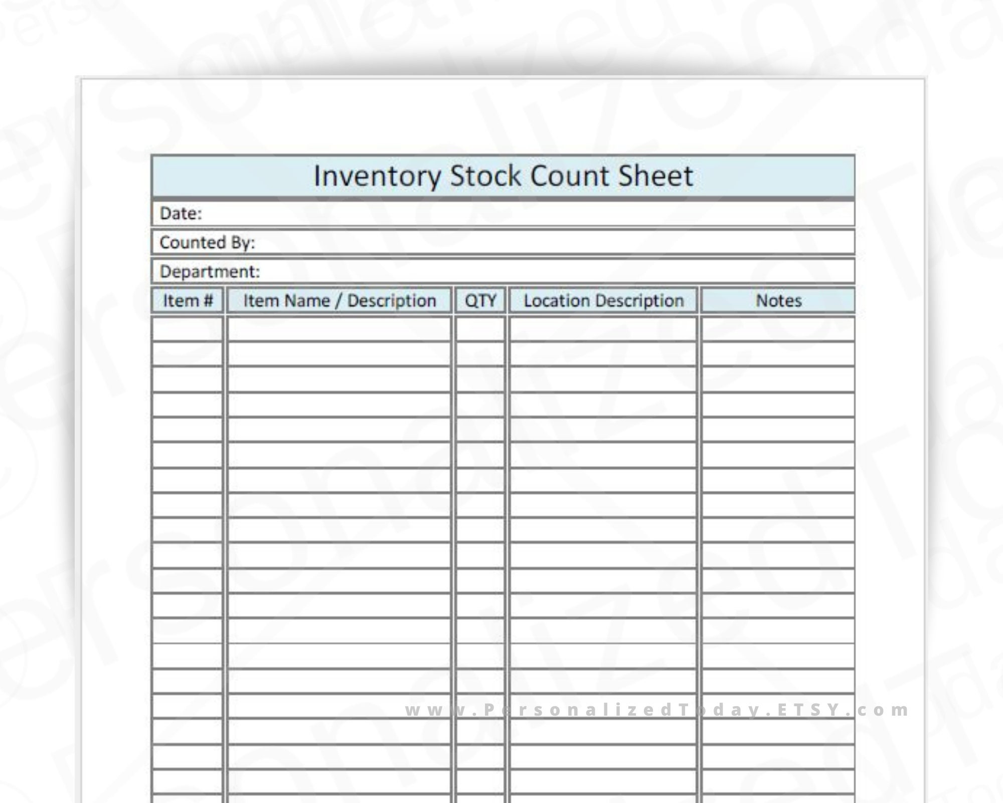 Retail Inventory Sheet
