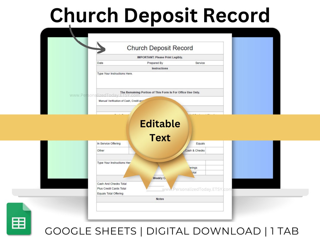Google Sheets Church Deposit Record - Tithes and Offerings Totaling ...