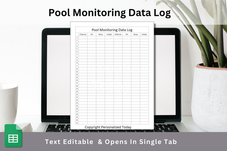 Swimming Pool Data Monitoring Maintenance Log Google Sheets Editable ...