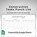 Construction Punch Out List Google Sheets Labor Hours and Tasks Form ...