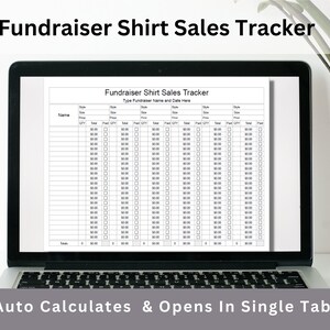 Fundraiser Shirt Sales Tracker Google Sheets Editable Spreadsheet ...