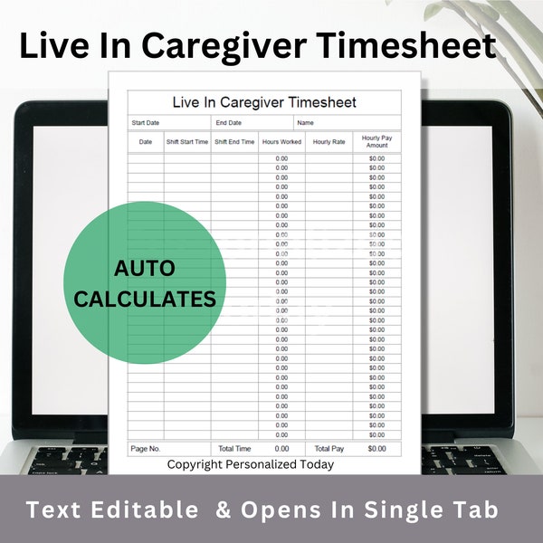 Caregiver Timesheet - Etsy