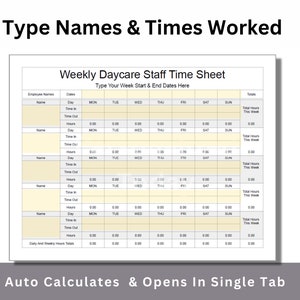 Daycare Employees Work Schedule Daily Weekly Preschool Multiple Staff ...