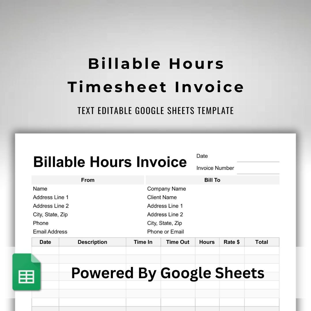Editable Daily Timesheet Invoice Template - Google Sheets - Fillable ...