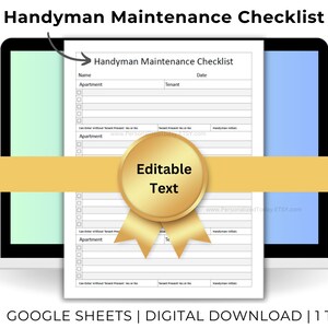Handyman Apartments Editable Preventative Maintenance Checklist and ...