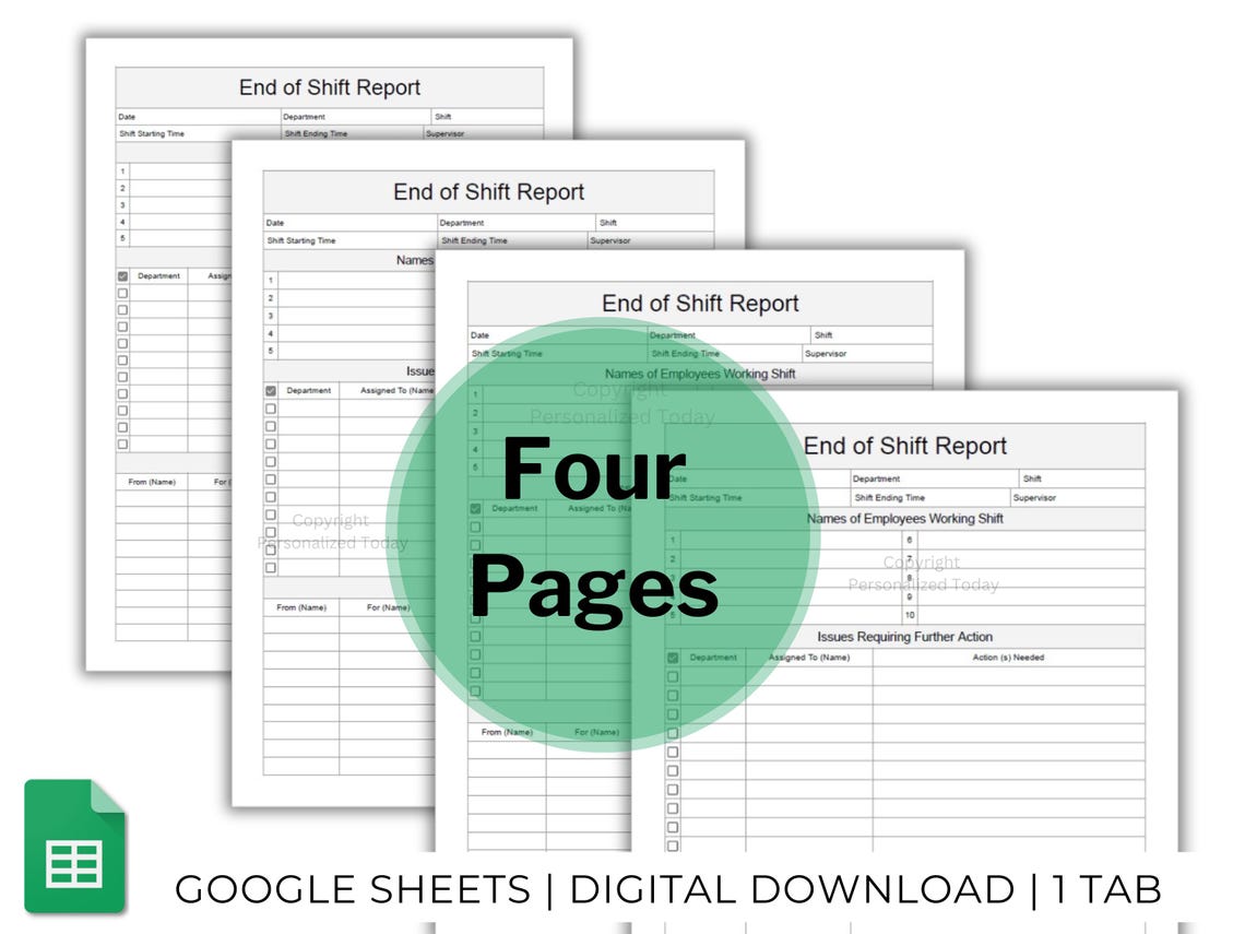 Staff Shift Handover Report - Employee End of Shift Notes - Work Shift ...