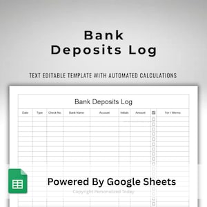Google Sheets Bank Deposit Ledger - Printable Cash & Checks Deposit Log ...