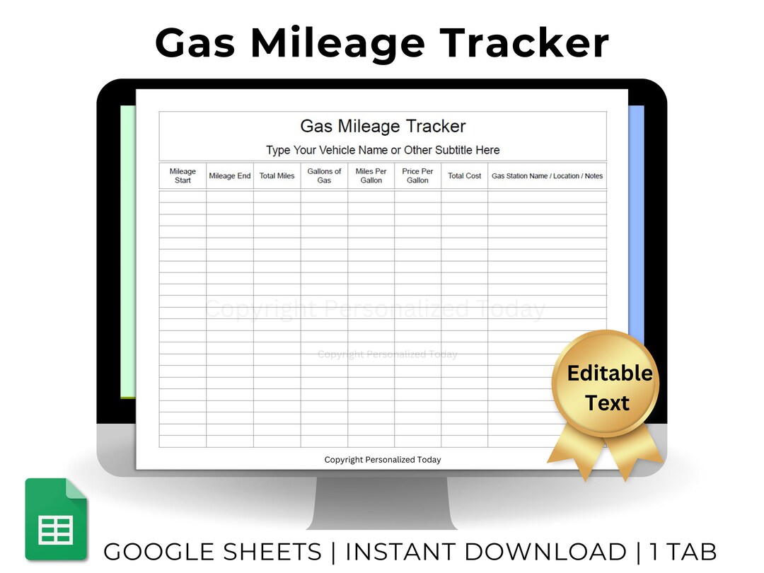 Gasoline Mileage and Spending Tracker Text Editable Google Sheets ...