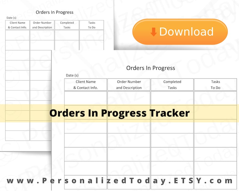 Printable Business Workflow Chart Orders in Progress Tracker - Etsy