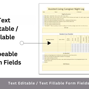 Google Sheets Assisted Living Caregiver Night Log PM Caregiver Duty ...