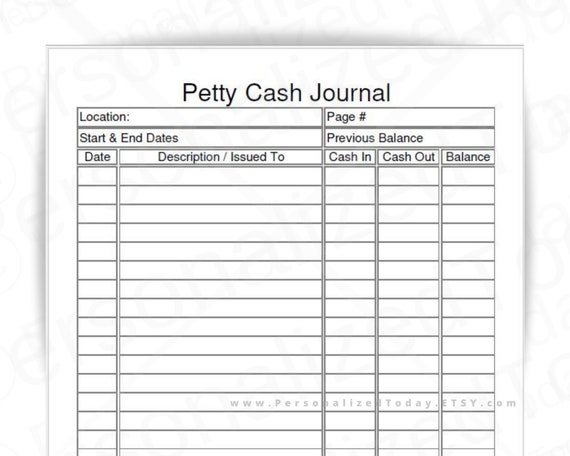Petty Cash Ledger Printable and Fillable PDF Downloads US | Etsy Ireland