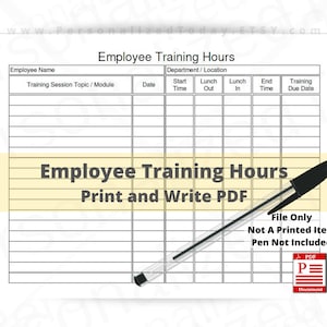 Employee Training Hours Schedule Fillable and Printable PDF | Etsy