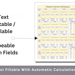 Weekly Dog Kennel Schedule Template Google Sheets Editable Spreadsheet ...