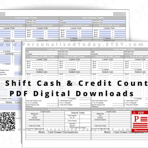 Cash Drawer Count Sheet - Etsy