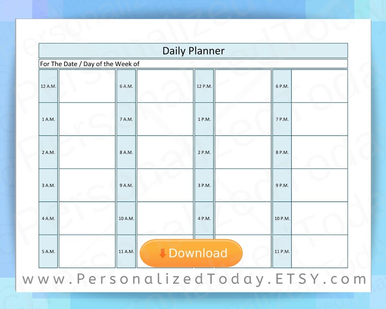 24 Hour One Page Daily Planner Printable PDF Day On One Page Etsy 24-hour-one-page-daily-planner-printable-pdf-day-on-one-page-etsy