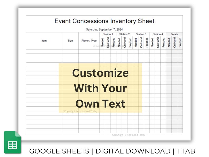 Google Sheets Event Concessions Inventory - Concessions PAR Sheet ...